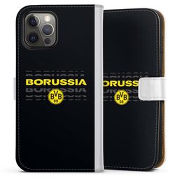 DeinDesign iPhone 12 Pro Max Handy Klapph&uuml;lle Handyh&uuml;lle aus Kunst Leder wei&szlig; Flip Case Official Licensed Product Bvb Borussia Dortmund Sideflip mit Lasche