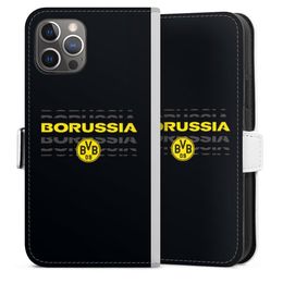 DeinDesign iPhone 12 Pro Handy Klapph&uuml;lle Handyh&uuml;lle aus Kunst Leder wei&szlig; Flip Case Official Licensed Product Bvb Borussia Dortmund Sideflip mit Lasche