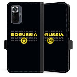 DeinDesign Xiaomi Redmi Note 10 Pro Handy Klapph&uuml;lle Handyh&uuml;lle aus Kunst Leder schwarz Flip Case Official Licensed Product Bvb Borussia Dortmund Sideflip mit 