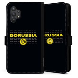 DeinDesign Galaxy A32 5G Handy Klapph&uuml;lle Handyh&uuml;lle aus Kunst Leder schwarz Flip Case Official Licensed Product Borussia Dortmund Bvb Sideflip mit langer Lasche