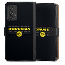 DeinDesign Galaxy A33 5G Handy Klapph&uuml;lle Handyh&uuml;lle aus Kunst Leder schwarz Flip Case Official Licensed Product Borussia Dortmund Bvb Sideflip mit langer Lasche