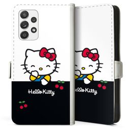 DeinDesign Galaxy A52s 5G Handy Klapph&uuml;lle Handyh&uuml;lle aus Kunst Leder wei&szlig; Flip Case Hello Kitty Cherry Official Licensed Product Sideflip mit Lasche