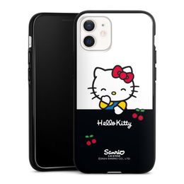 DeinDesign iPhone 12 mini Handy Silikon H&uuml;lle Case schwarz Handyh&uuml;lle Hello Kitty Cherry Official Licensed Product