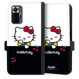 DeinDesign Xiaomi Redmi Note 10 Pro Handy Klapph&uuml;lle Handyh&uuml;lle aus Kunst Leder schwarz Flip Case Hello Kitty Cherry Official Licensed Product Sideflip mit 