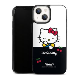 DeinDesign iPhone 13 Mini Handy Slim Case extra d&uuml;nn Silikon Handyh&uuml;lle schwarz H&uuml;lle Hello Kitty Cherry Official Licensed Product Silikon Slim Case