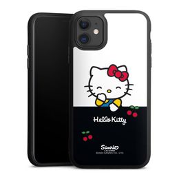 DeinDesign iPhone 11 Handy Premium Silikon H&uuml;lle Handyh&uuml;lle schwarz Case Official Licensed Product Hello Kitty Cherry Silikon Premium Case