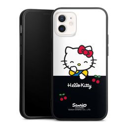 DeinDesign iPhone 12 mini Handy Premium Silikon H&uuml;lle Handyh&uuml;lle schwarz Case Hello Kitty Cherry Official Licensed Product Silikon Premium Case