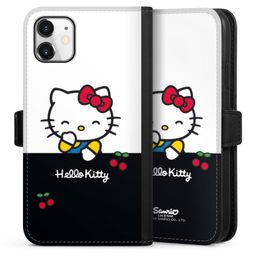 DeinDesign iPhone 11 Handy Klapph&uuml;lle Handyh&uuml;lle aus Kunst Leder schwarz Flip Case Hello Kitty Cherry Official Licensed Product Sideflip mit Lasche