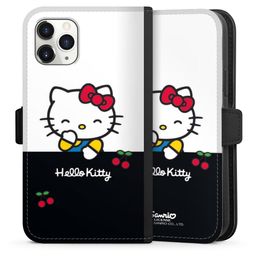 DeinDesign iPhone 11 Pro Handy Klapph&uuml;lle Handyh&uuml;lle aus Kunst Leder schwarz Flip Case Hello Kitty Cherry Official Licensed Product Sideflip mit Lasche
