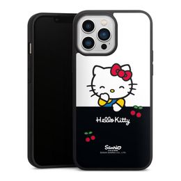 DeinDesign iPhone 13 Pro Max Handy Premium Silikon H&uuml;lle Handyh&uuml;lle schwarz Case Hello Kitty Cherry Official Licensed Product Silikon Premium Case