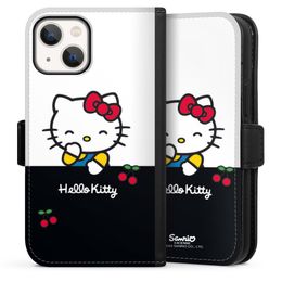 DeinDesign Galaxy A51 Handy Klapph&uuml;lle Handyh&uuml;lle aus Kunst Leder schwarz Flip Case Hello Kitty Cherry Official Licensed Product Sideflip mit Lasche