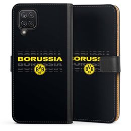 DeinDesign Galaxy A12 Handy Klapph&uuml;lle Handyh&uuml;lle aus Kunst Leder schwarz Flip Case Official Licensed Product Borussia Dortmund Bvb Sideflip mit langer Lasche