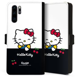 DeinDesign Huawei P30 Pro Handy Klapph&uuml;lle Handyh&uuml;lle aus Kunst Leder schwarz Flip Case Hello Kitty Cherry Official Licensed Product Sideflip mit langer Lasche