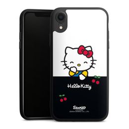 DeinDesign iPhone Xr Handy Premium Silikon H&uuml;lle Handyh&uuml;lle schwarz Case Hello Kitty Cherry Official Licensed Product Silikon Premium Case