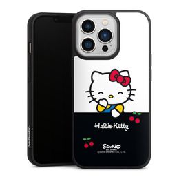 DeinDesign iPhone 13 Pro Handy Premium Silikon H&uuml;lle Handyh&uuml;lle schwarz Case Hello Kitty Cherry Official Licensed Product Silikon Premium Case