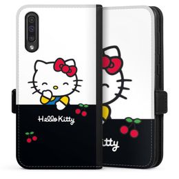 DeinDesign Galaxy A50 Handy Klapph&uuml;lle Handyh&uuml;lle aus Kunst Leder schwarz Flip Case Hello Kitty Cherry Official Licensed Product Sideflip mit Lasche