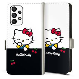 DeinDesign Galaxy A53 5G Handy Klapph&uuml;lle Handyh&uuml;lle aus Kunst Leder wei&szlig; Flip Case Official Licensed Product Hello Kitty Cherry Sideflip mit Lasche