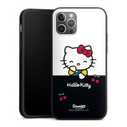 DeinDesign iPhone 12 Pro Handy Premium Silikon H&uuml;lle Handyh&uuml;lle schwarz Case Hello Kitty Cherry Official Licensed Product Silikon Premium Case