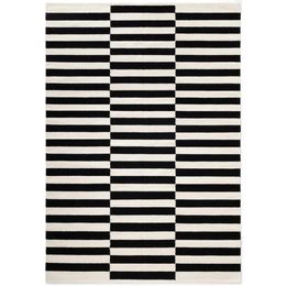 Hanse Home Handwebteppich Vika, Schwarz, Wei&szlig;, Textil, Streifen, rechteckig, 160x230 cm, Oeko-Tex&reg; Standard 100, f&uuml;r Fu&szlig;bodenheizung geeignet, beidseitig verwendbar, in verschiedenen Gr&ouml;&szlig;en erh&auml;ltlich, pflegeleicht, strapazierf&auml;hig, leicht zusammenrollbar, Teppiche & B&ouml;den, Teppiche, Naturteppiche