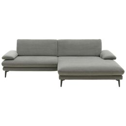 Dieter Knoll Collection Dieter Knoll Ecksofa, Grau, Metall, Ottomane rechts, L-Form, 284x184 cm, Fu&szlig;auswahl, Stoffauswahl, Sitzqualit&auml;ten, seitenverkehrt erh&auml;ltlich, Hocker R&uuml;cken echt, individuell planbar, haustierfreundlicher Bezug, Wohnzimmer, Sofas & Couches, Wohnlandschaften, Ecksofas