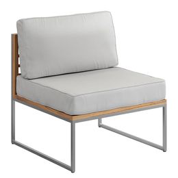 Ambia Garden Loungesessel Teak, Edelstahl, Holz, Textil, Teakholz, Hartholz, F&uuml;llung: Polyester, 67x71x70 cm, Loungem&ouml;bel, Loungesessel