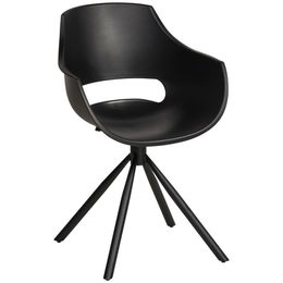 Livetastic Armlehnstuhl, Schwarz, Metall, Kunststoff, S&auml;ule, 58x88x58 cm, Sitzfl&auml;che 360&deg; drehbar, Esszimmer, St&uuml;hle, Esszimmerst&uuml;hle, Armlehnenst&uuml;hle