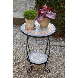 siena GARDEN Gartenbeistelltisch, Mehrfarbig, Schwarz, Metall, Keramik, Mosaik, rund, Rundrohr, 41x59x41 cm, wetterbest&auml;ndig, Gartenm&ouml;bel, Gartentische, Beistelltische outdoor