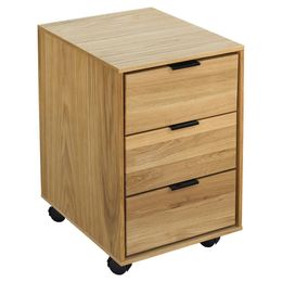 Linea Natura Rollcontainer, Eiche, Holz, Holzwerkstoff, Eiche, massiv, 3 Schublade(n) Schubladen, 38x59x47 cm, FSC Mix, Beim&ouml;bel erh&auml;ltlich, Arbeitszimmer, Container, Rollcontainer