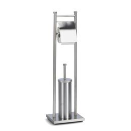zeller Present Wc-B&uuml;rstenkombination, Silber, Metall, 22x18x76 cm, B&uuml;rstenkopf abnehmbar, austauschbar, Papierhalter, Badezimmer, WC Ausstattung, WC B&uuml;rstengarnituren