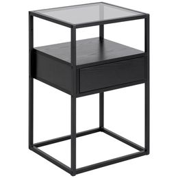 Mid.you Nachtschrank Actona Randolf, Schwarz, Metall, 1 Schublade(n) Schubladen, 40x60x35 cm, Reach, Schlafzimmer, Nachttische