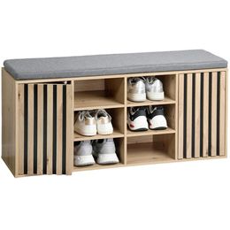 Kesper Schuhregal, Grau, Schwarz, Eiche, Textil, Holzwerkstoff, 6 F&auml;cher, 103x48x29.5 cm, stehend, Holzm&ouml;bel, Garderoben Holz, Schuhschr&auml;nke Holz