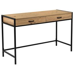 CARRYHOME Schreibtisch, Schwarz, Eiche Artisan, Metall, Holzwerkstoff, 2 Schublade(n) Schubladen, rechteckig, w&uuml;rfelf&ouml;rmig, eckig, 48x76x120 cm, Stauraum, Arbeitszimmer, Schreibtische, B&uuml;rotische