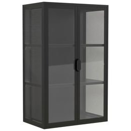 Mid.you H&auml;ngevitrine Flokas, Schwarz, Metall, Glas, 2 F&auml;cher, 60x95x35 cm, h&auml;ngend, Wohnzimmer, Wohnw&auml;nde, Vitrinenschr&auml;nke