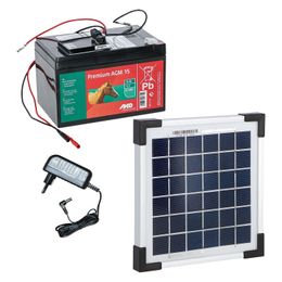 AKO Solarset 5 Watt - Solarmodul 5W und AGM Akku 12 V inkl. Laderegler und Netzteile