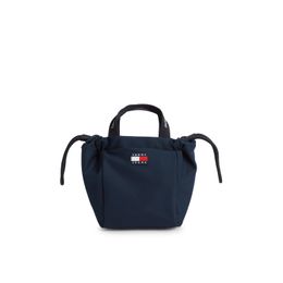 Tragetasche Tommy Jeans "TJW ESS DAILY MINI TOTE", Damen, Gr. B/H/T: 34cm x 18cm x 12cm, dunkelblau, Textil, Taschen, Damen Handtasche mit Kordelzug