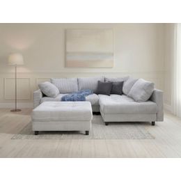 Ecksofa Collection AB "Antonia L-Form, B: 215 cm", hellgrau, B:302cm H:86cm T:184cm, 100%Polyester, Sofas, Ecksofa, Ecksofa, R&uuml;ckenkissen, ottomane beidseitig montierbar, Bonnelfederkern