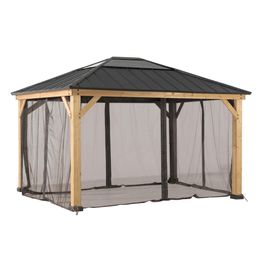 Pavillon-Seitenteil Gazebo Netz Braun ca. 393x452cm