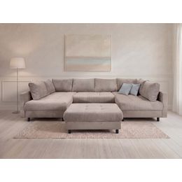 Wohnlandschaft Collection AB "Antonia U-Form, B: 298 cm", beige (taupe), B:298cm H:86cm T:184cm, 100%Polyester, Sofas, Wohnlandschaft, Wohnlandschaft, R&uuml;ckenkissen, 2 ottomane, Komfortablem Bonnelfederkern