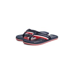 Zehentrenner Tommy Hilfiger "PATCH HILFIGER BEACH SANDAL", Herren, Gr. 40, dunkelblau, Textil, Schuhe Zehentrenner, Sommerschuh, Strandschuh mit gestreifter Bandage