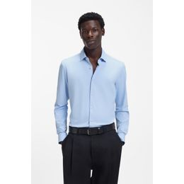 Businesshemd Hugo "Kenno", Herren, Gr. 39, N-Gr, light, pastel blau459, Jersey, Obermaterial: 90% Polyamid, 10% Elasthan, unifarben, slim fit normal, Rundhals, Manschette, Hemden, Stretch-Jersey, Slim Fit, Kentkragen