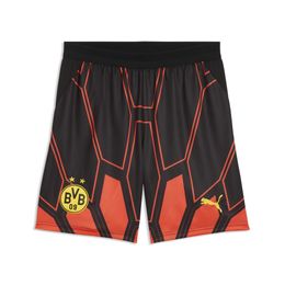 Sporthose Puma "Borussia Dortmund 26/27 Torwartshorts Herren", Herren, Gr. S, Normalgr&ouml;&szlig;en, hot heat schwarz orange, Obermaterial: 100% Polyester. Besatz: 88% Polyester, 12% Elasthan. Einsatz: 100% Polyester, regular fit, Hosen Sporthose