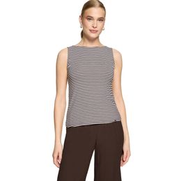 Tanktop Zero "Damen Shirt mit U-Boot-Ausschnitt", Damen, Gr. 34, braun, wei&szlig;, Jersey, Obermaterial: 47% Modal, 47% Baumwolle, 6% Elasthan, Basic, figurbetont normal, U-Boot-Ausschnitt, Tops Tanktop, Material
