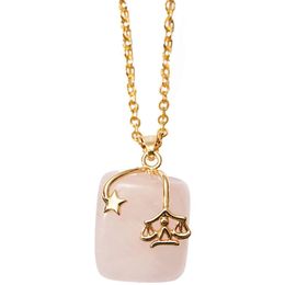 Kette mit Anh&auml;nger Firetti "Schmuck Geschenk Halsschmuck Anker/Halskette Sternzeichen Geburtsstein", gold (gelbgoldfarben), Halsketten, Damen, Waage, Edelstahl, L: 50 B: 2mm, Made in Germany - mit Edelstein, B:2mm