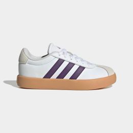 Sneaker adidas Sportswear "VL COURT 3.0", Kinder, Gr. 35, ftwwht, violet, gum3, Leder, Synthetik, Schuhe Sneaker, inspiriert vom Design des adidas samba, f&uuml;r Kinder & Jugendliche