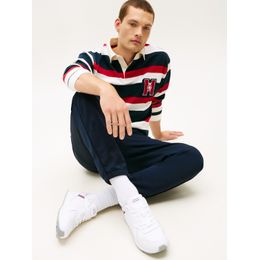 Sneaker Tommy Hilfiger "MAXLITE 1A", Herren, Gr. 45, wei&szlig;, Leder, Schuhe Sneaker, Freizeitschuh, Halbschuh, Schn&uuml;rschuh, Streifen in Tommy Farben
