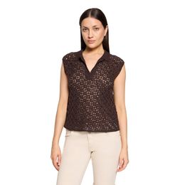 Kurzarmshirt Cartoon "Damen mit V-Ausschnitt", Damen, Gr. 34, dunkelbraun, Obermaterial: 60% Baumwolle, 40% Polyacryl, gerade normal, V-Ausschnitt, Shirts