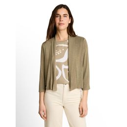Cardigan Tom Tailor, Damen, Gr. L, beige (silber olive), Single Jersey, Obermaterial: 96% Viskose, 4% Elasthan, meliert, regular fit h&uuml;ftlang, Rundhals, abgesteppte Kante, Strickjacken, Offene Strickjacke mit 3/4.Arm