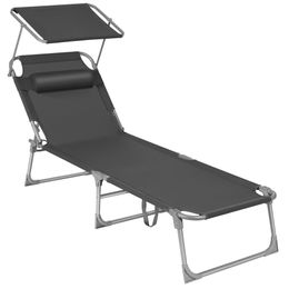Sonnenliege Gro&szlig;er Liegesessel Grau ca. 53x29,5x193cm