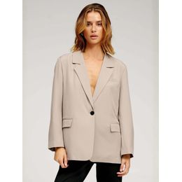 Kurzblazer TEESHOPPEN "TEESHOPPEN Blazers Oversized", Damen, Gr. L, grau, Obermaterial: 94% Polyester, 6% Elasthan, Blazer Kurzblazer