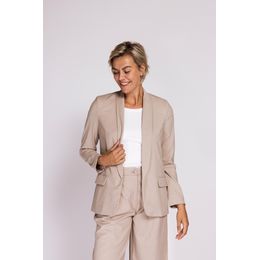 Jackenblazer Zhrill "HELEN", Damen, Gr. L, sand, Web, Obermaterial: 80% Polyester, 9% Baumwolle, 7% Lyocell, 4% Elasthan, unifarben, normal h&uuml;ftbedeckend, Rundhals, Blazer, ohne Verschluss